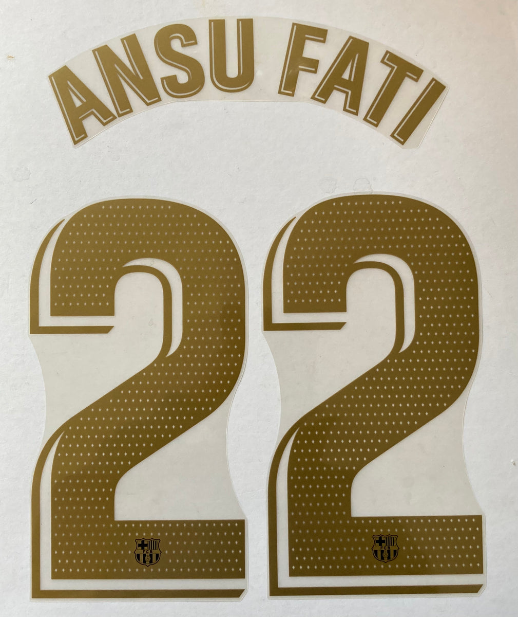 2020-2021 FC Barcelona Away Name Set and Number Ansu Fati Player Issue ...