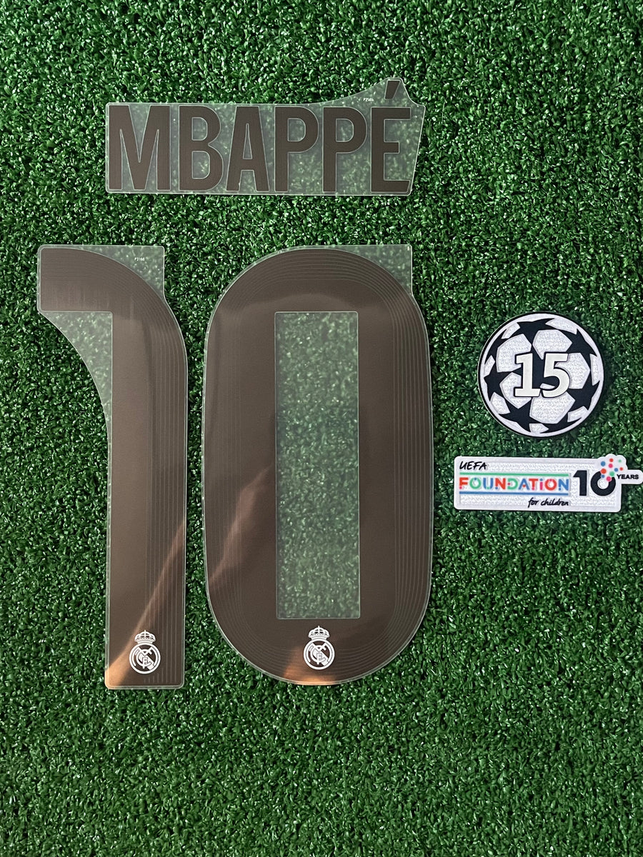 2025-2026 Real Madrid CF Home Name Set and Patches Kylian Mbappe Champ ...