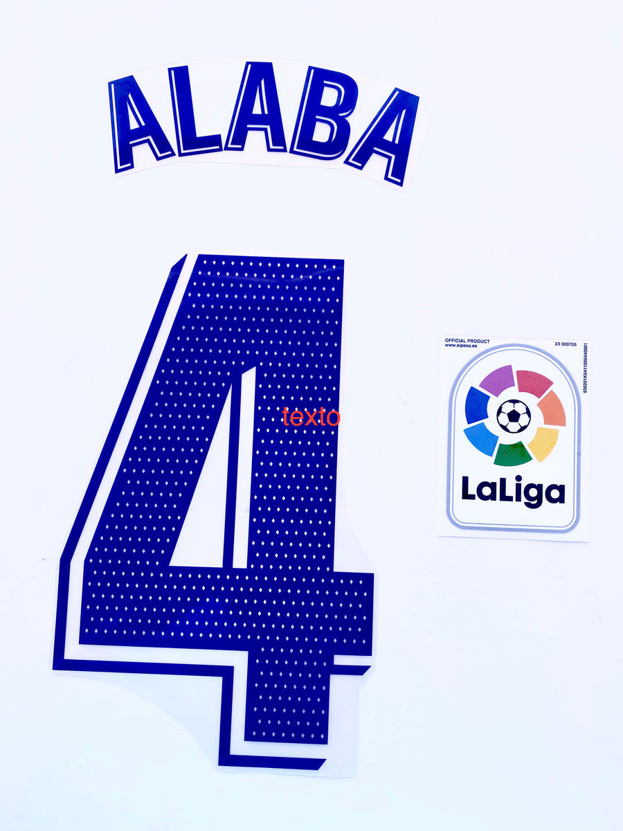 2021 - 2022 Avery Dennison Real Madrid Home kit Alaba set name and bad ...
