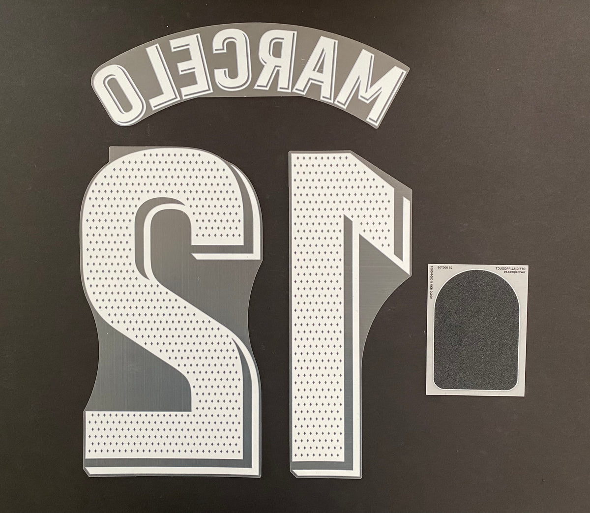 2021-2022 Real Madrid Marcelo Name and Number Set Badge LaLiga Home Ad ...
