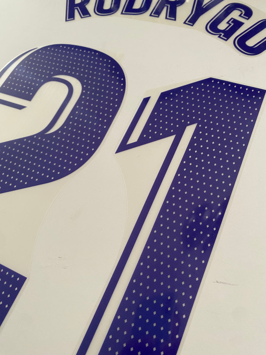 2021-2022 Real Madrid Rodrygo Name and Number Set Badge LaLiga Home Ad ...