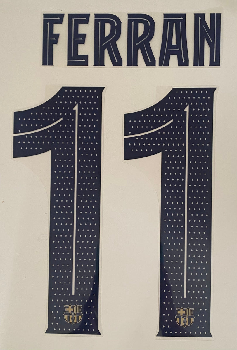 2022-2023 FC Barcelona Name and Number Set Ferran for Away Kit Champio ...