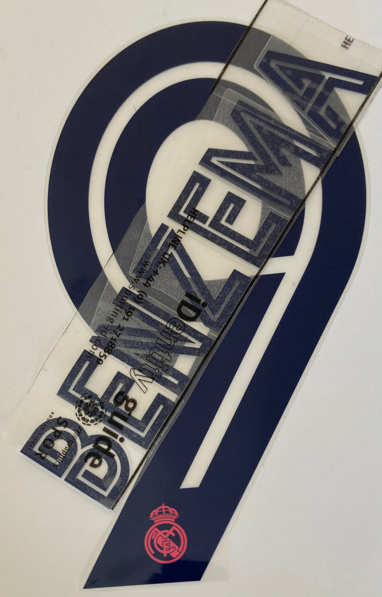 Name set Número Benzema 9 Real Madrid 2020-21 For away kit/Para la cam ...