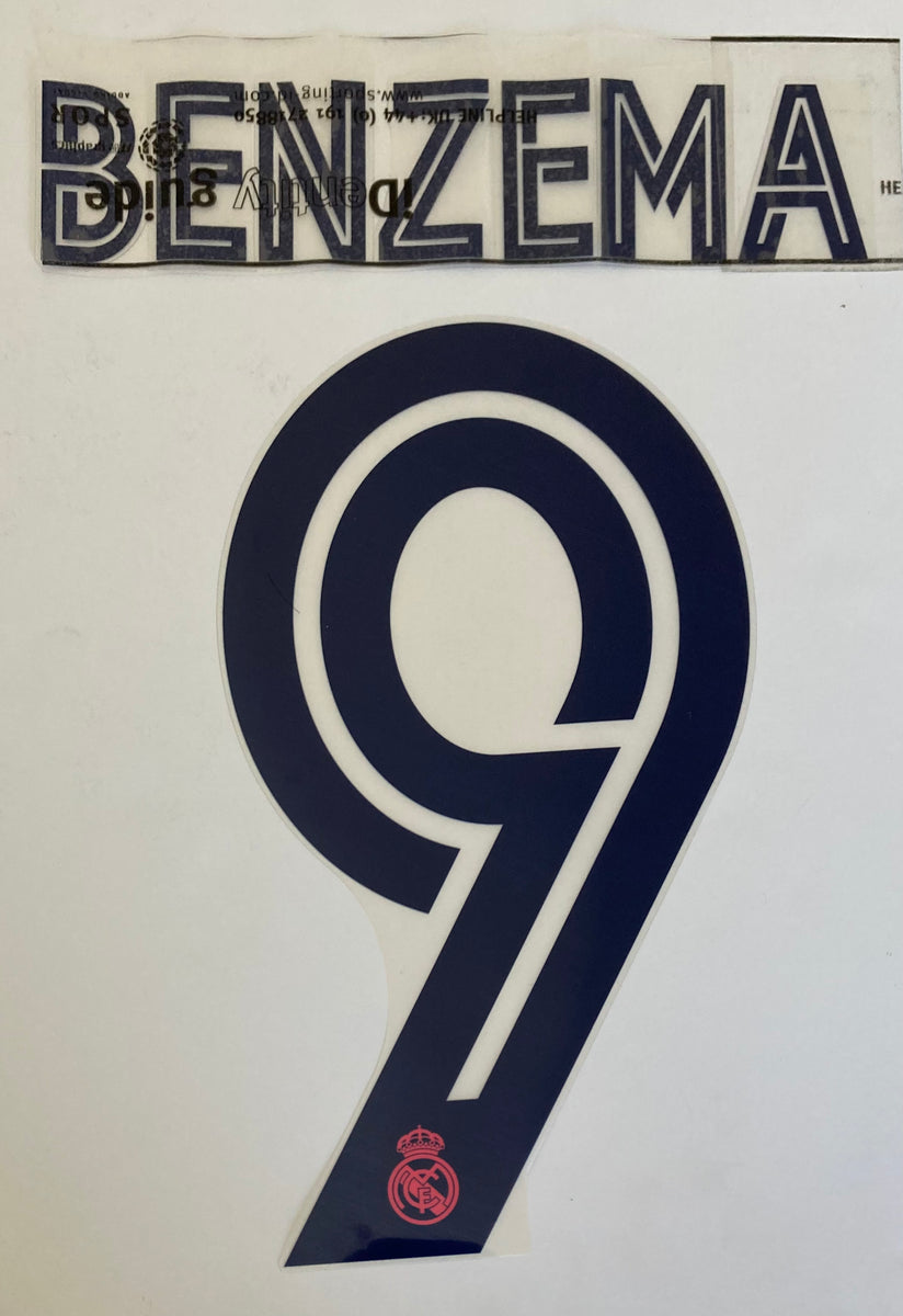 Name set Número Benzema 9 Real Madrid 2020-21 For away kit/Para la cam ...